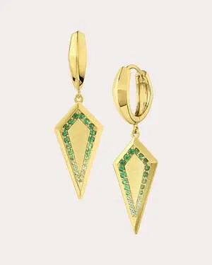 JENNIFER DEMORO 18k Gold Stardust Drop Earrings - Tsavorite