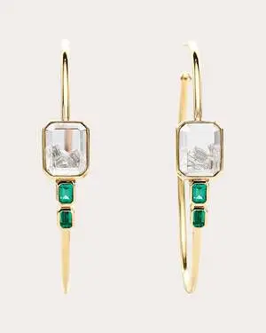 Moritz Glik Diamond Bala Shaker Hoop Earrings - Emerald