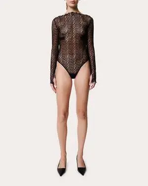 ROMUṠE Mireille Sheer Chantilly Lace Bodysuit