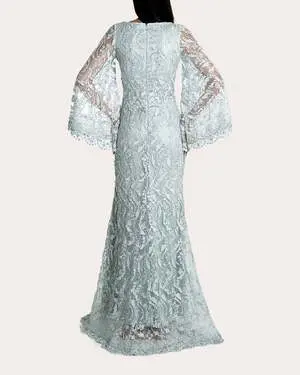 Francisco Arce Lorgi Embellished Lace Cape Gown