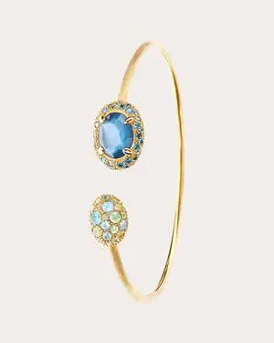 NANIS ITALIAN JEWELS Green Sapphire & Blue Topaz 18k Gold Bangle - Multicolor