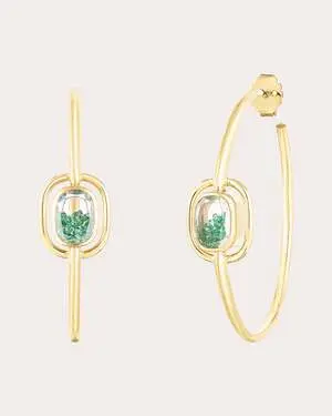 Moritz Glik 18k Gold Shaker Hoop Earrings - Emerald