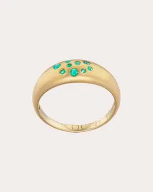 ELIZABETH MOORE Emerald And 18k Gold Fairy Dust Ring