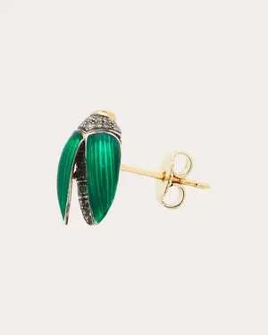 BIBI VAN DER VELDEN Tsavorite & Diamond Mini Scarab Stud Earring