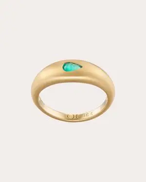 ELIZABETH MOORE Emerald And 18k Teardrop Ring
