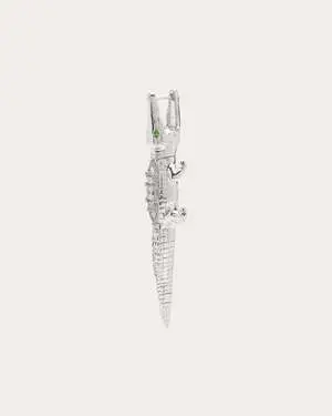 BIBI VAN DER VELDEN Diamond & Tsavorite Alligator Drop Earring - Silver