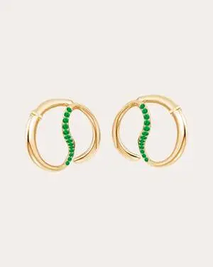 Natori Tsavorite & 14k Gold Yin Yang Shangri-la Earrings - Green