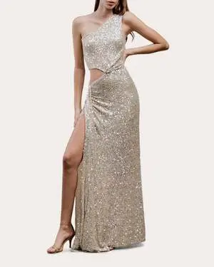 Francisco Arce Azel Sequin Asymmetric Gown