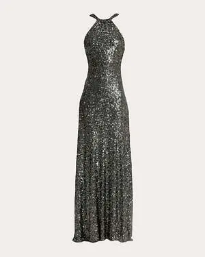 Francisco Arce Calixta Sequin High-neck Gown