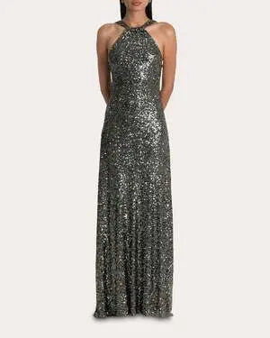 Francisco Arce Calixta Sequin High-neck Gown