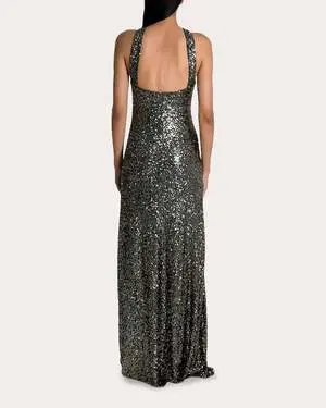 Francisco Arce Calixta Sequin High-neck Gown