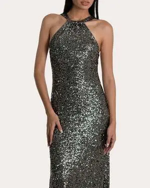 Francisco Arce Calixta Sequin High-neck Gown