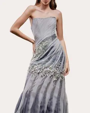 Francisco Arce Sora Embellished Bias Tulle Gown