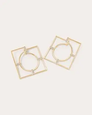 Natori Diamond And 14k Bar Square Hoop Earrings