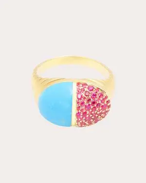 CAMPBELL + CHARLOTTE Pink Sapphire And Turquoise Ring - Blue