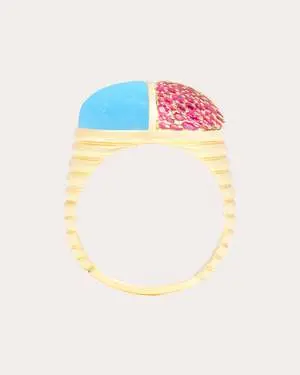 CAMPBELL + CHARLOTTE Pink Sapphire And Turquoise Ring - Blue