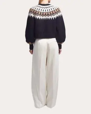 Eleven Six Starla Fair Isle Alpaca Wool Cardigan