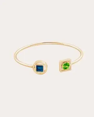 Natori Infinity 14k Peridot And Topaz Bangle
