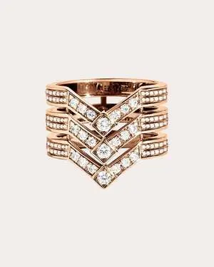 STATEMENT Diamond And 18k Rose Gold Stairway Ring - Pink