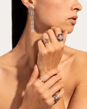 STATEMENT Diamond And 18k Rose Gold Stairway Ring - Pink