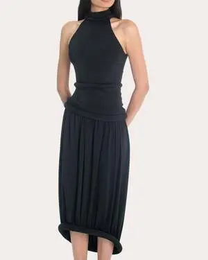 Francisco Arce Yume Rolled Mock Neck Midi Dress