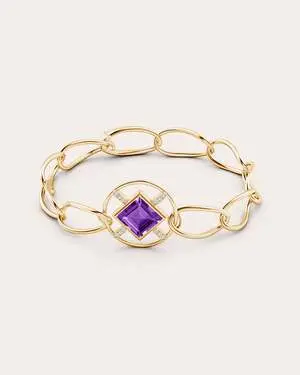 Natori Amethyst And Diamond 14k Bar Bracelet - Gold