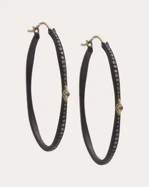 Armenta Diamond And Blackened Two-tone Hoop Earrings - Silver