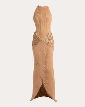 Francisco Arce Zele Pleated Tulle Draped Gown