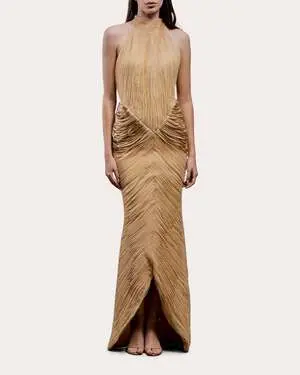 Francisco Arce Zele Pleated Tulle Draped Gown