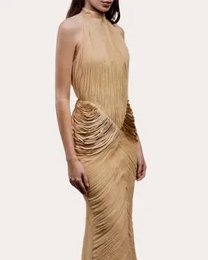Francisco Arce Zele Pleated Tulle Draped Gown