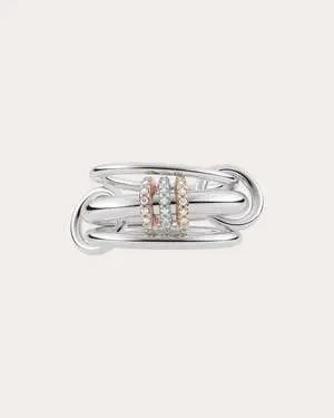 SPINELLI KILCOLLIN Diamond & 18k Gold Gemini Pavé Ring - Silver