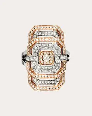 STATEMENT Diamond And 18k Rose Gold Two-tone Ring - Pink/silver