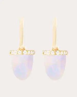 CAMPBELL + CHARLOTTE Diamond And Moonstone 14k Found Cap Hoop Earrings - Gold