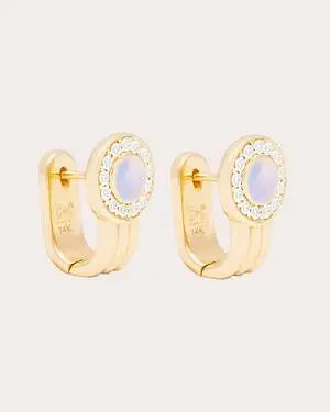 CAMPBELL + CHARLOTTE Diamond And Moonstone 14k Hoop Earrings - Opal