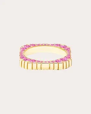 CAMPBELL + CHARLOTTE Sapphire And 14k Gold Etched Ring - Pink Sapphire