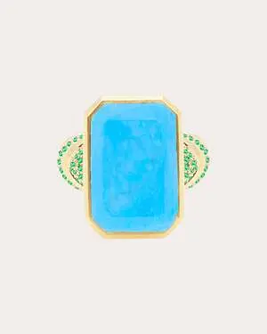 CAMPBELL + CHARLOTTE Emerald & Turquoise 14k Gold Spark Ring
