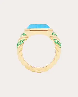 CAMPBELL + CHARLOTTE Emerald & Turquoise 14k Gold Spark Ring