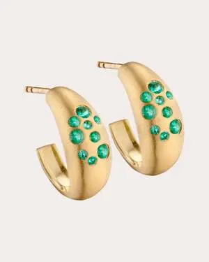 ELIZABETH MOORE 18k Gold Hoop Earrings - Emerald