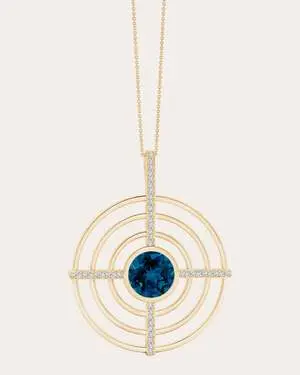 Natori Topaz And Diamond Bar Pendant Necklace - Gold