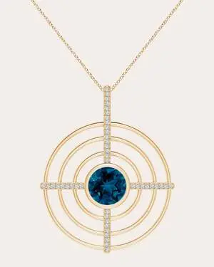 Natori Topaz And Diamond Bar Pendant Necklace