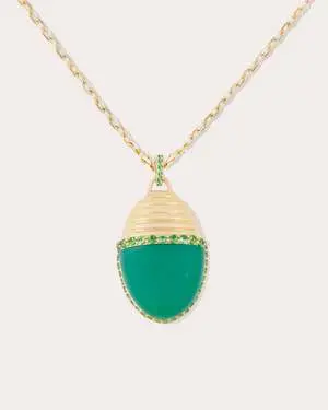CAMPBELL + CHARLOTTE Chrysoprase & Tsavorite Pendant Necklace - Tsavorite/chrysoprase