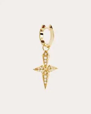 STATEMENT Diamond & 18k Rockaway Cross Hoop Earring