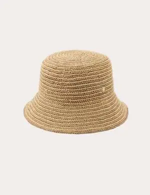 Helen Kaminski Nala Stripe Crocheted Raffia Bucket Hat - Neutral