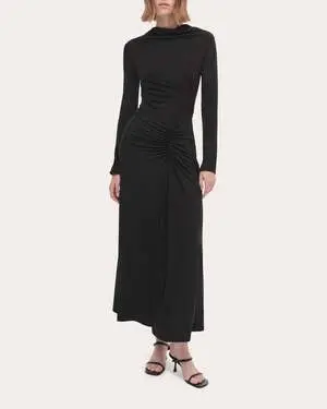 Simkhai Ferrera Draped Jersey Midi Dress - Black
