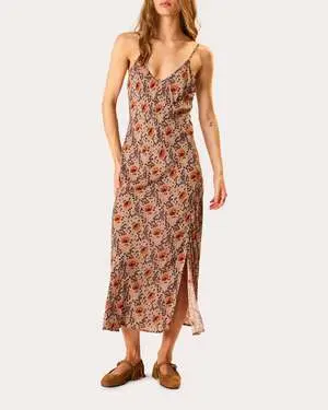 Natalie Martin Leandra Floral Midi Slip Dress - Multicolor