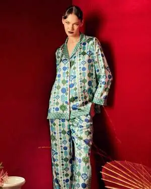 KARMA ON THE ROCKS Isa Chochin Silk Pajama Set