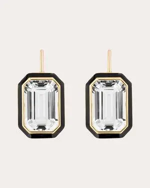 Goshwara Crystal And Enamel Queen Drop Earrings - Black