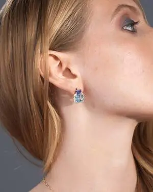 Goshwara 18k Gold Tanzanite, Topaz & Diamond Stud Earrings