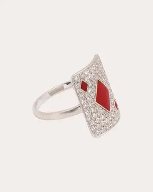MYSTERYJOY Diamond And 18k White Gold Honneur Ring - Silver