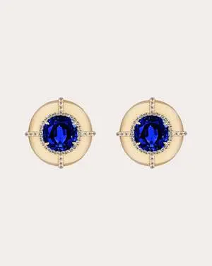 Goshwara Sapphire And 18k Gold Medallion Stud Earrings - Blue